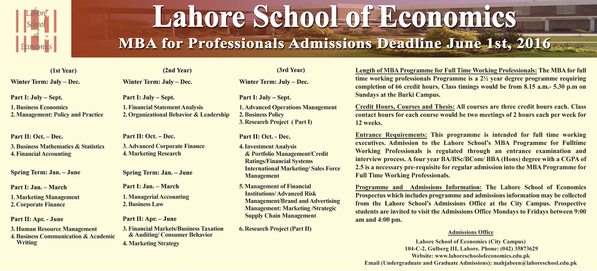Lahore School of Economics: Lahore School of Economics MBA for ... Lahore School of Economics: Lahore School of Economics MBA for ...
