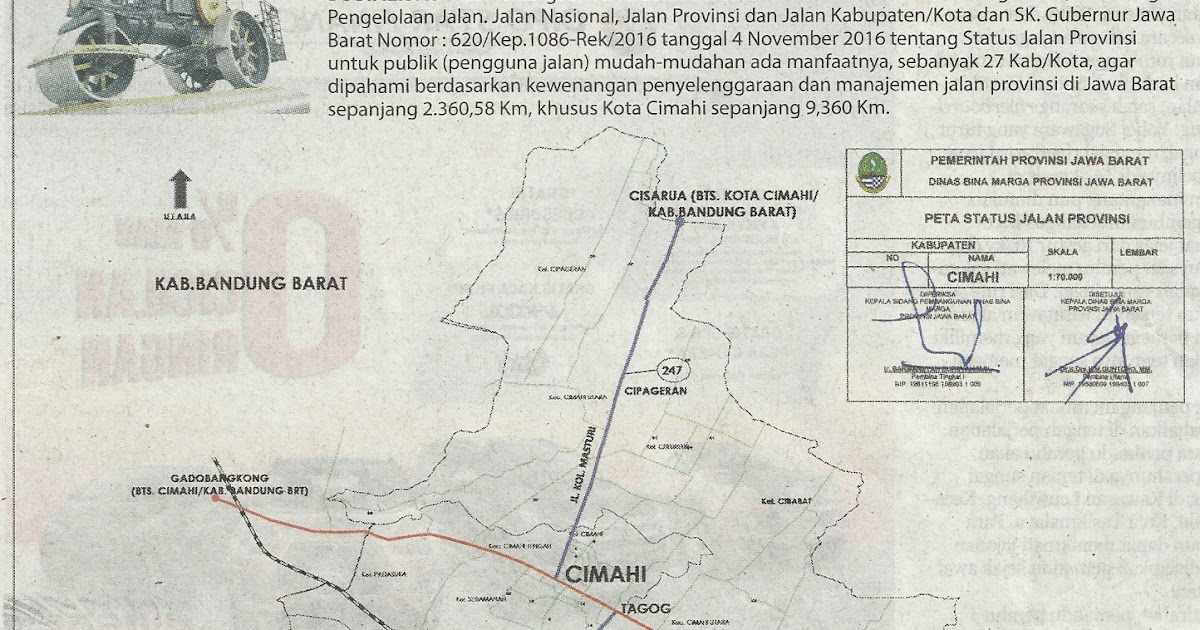 Peta Status Jalan Provinsi di Kota Cimahi