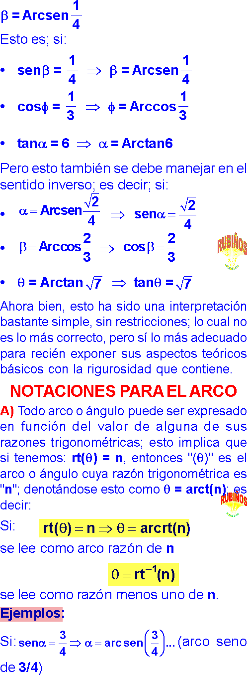ARCOS DE LAS RAZONES TRIGONOMÉTRICAS O SUS INVERSAS EJERCICIOS ...