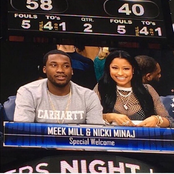 Nicki Minaj and Meek Mill loved up at basketball game(Photos) – AwomKenneth