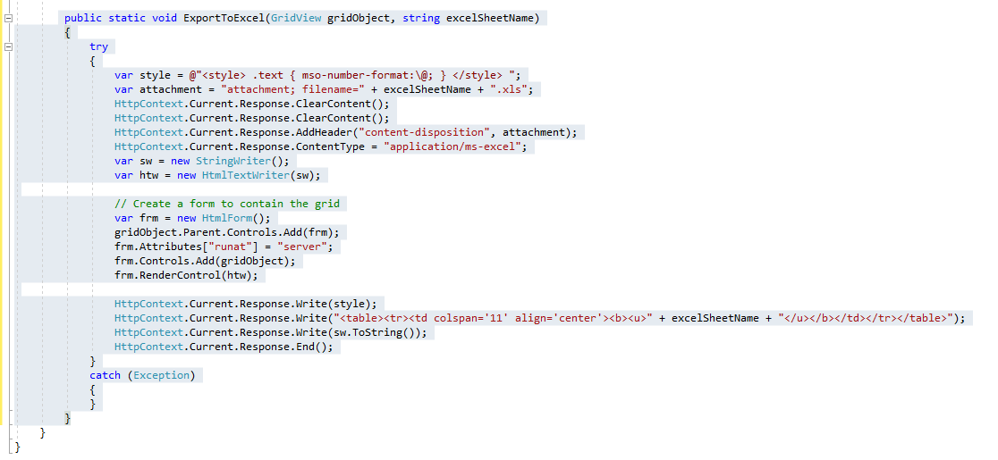 Export gridview content from code behind in excel using .net - Dot Net ... Export gridview content from code behind in excel using .net - Dot Net ...