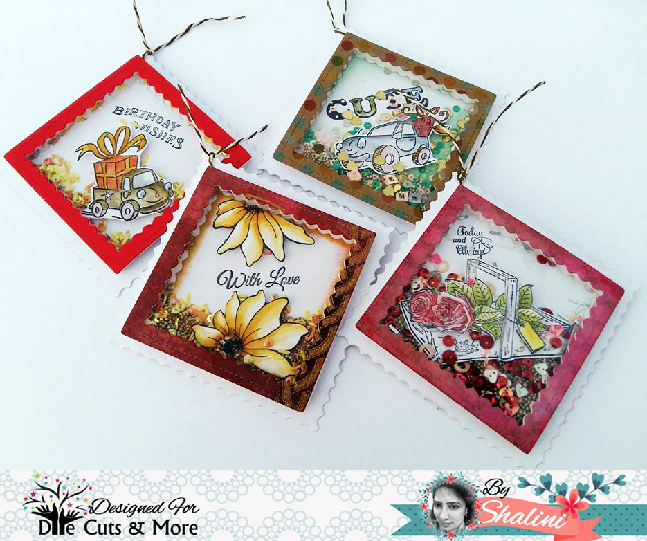 DCAM STORE: Tags made with Inverted Scallop Square Frame Die