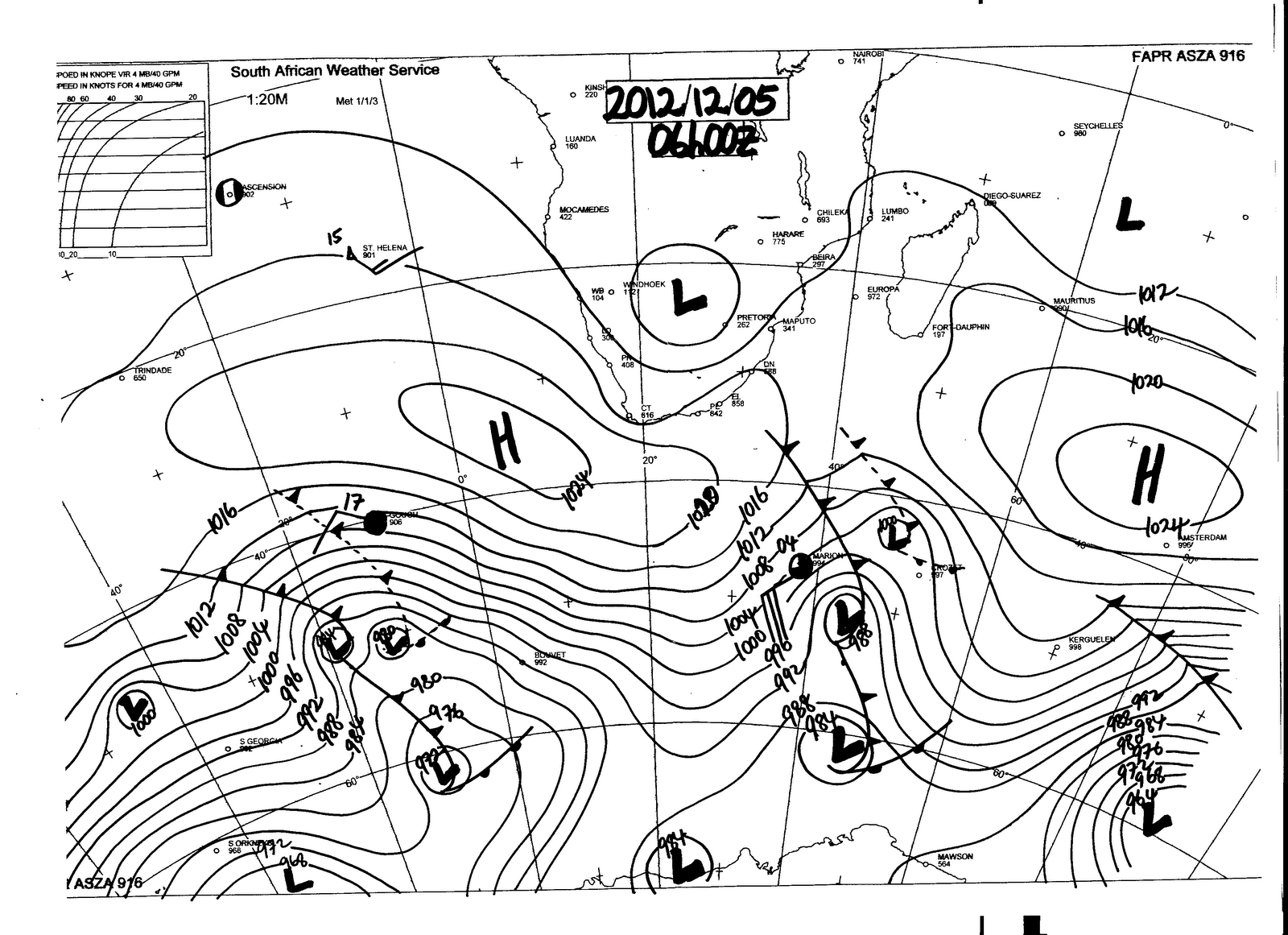 SA Weather and Disaster Observation Service: Sea Level Synoptic Chart ...