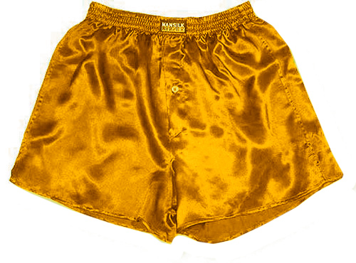 Men Fashion Dresses: Silk Satin Boxers in Blue, Gold and Brown - Men's ...
