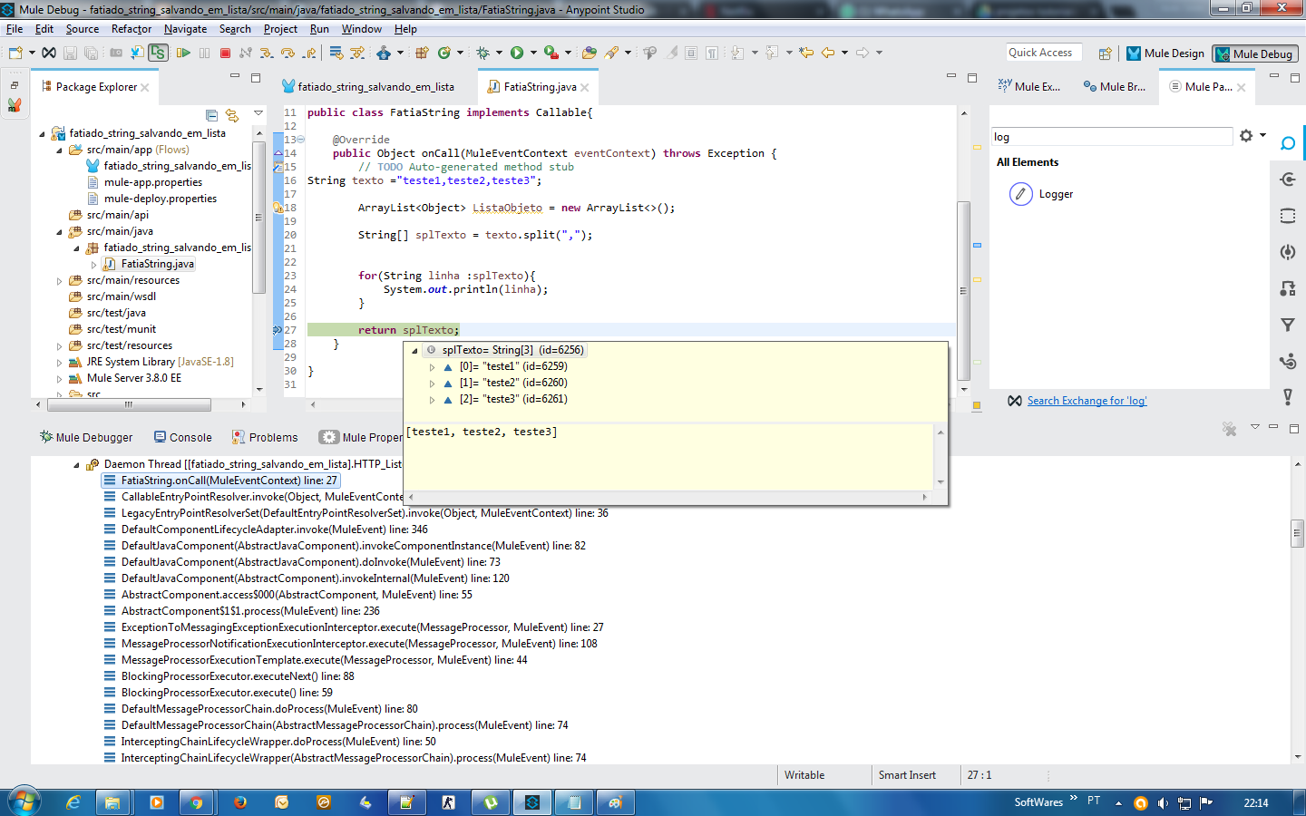 My Experience with MuleSoft: Fatiando string com o Componente java