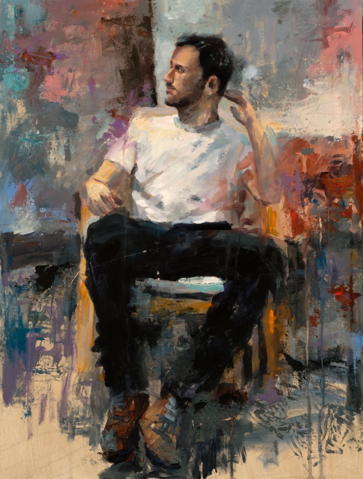 John K. Harrell Fine Art : "Waiting" 24 x 18 Acrylic by John K. Harrell