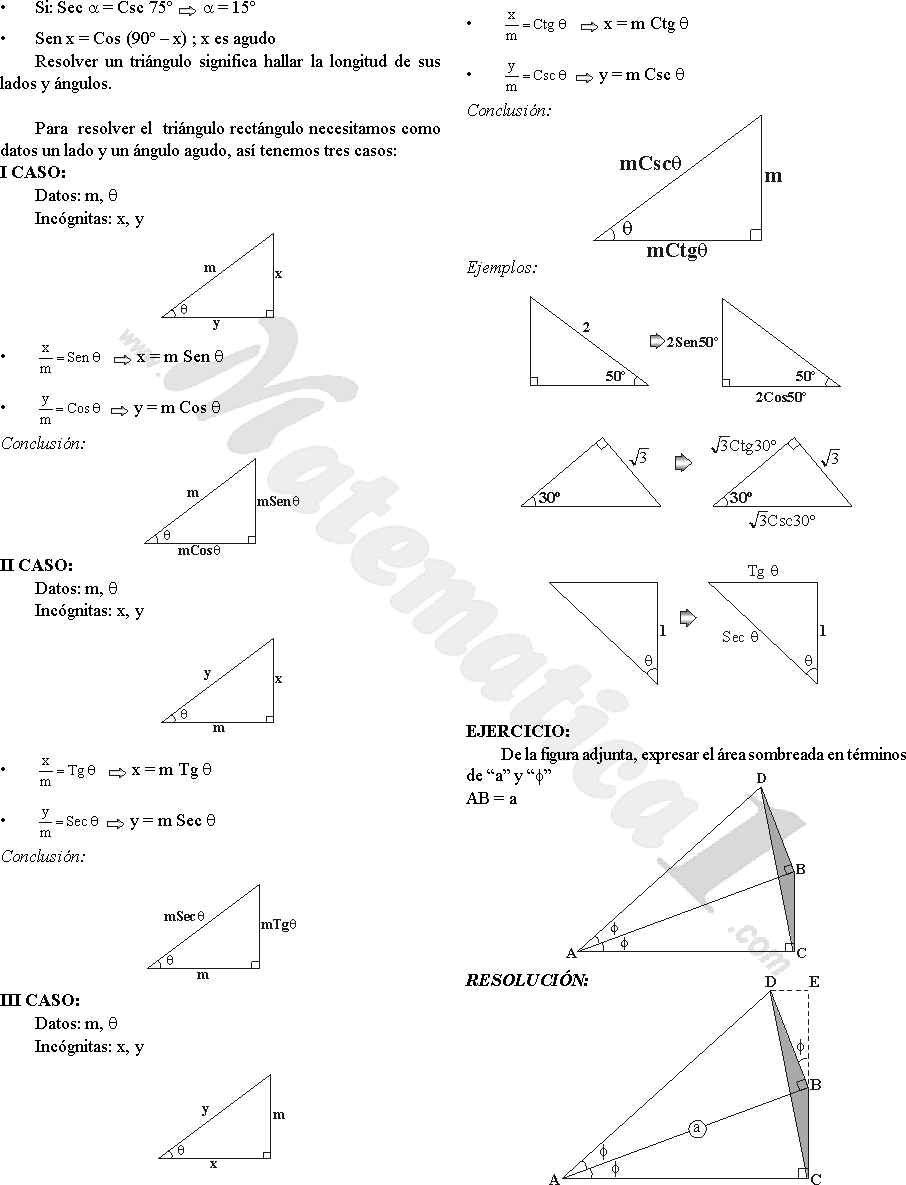 RESOLUCION DE TRIANGULOS RECTANGULOS PROBLEMAS RESUELTOS PDF