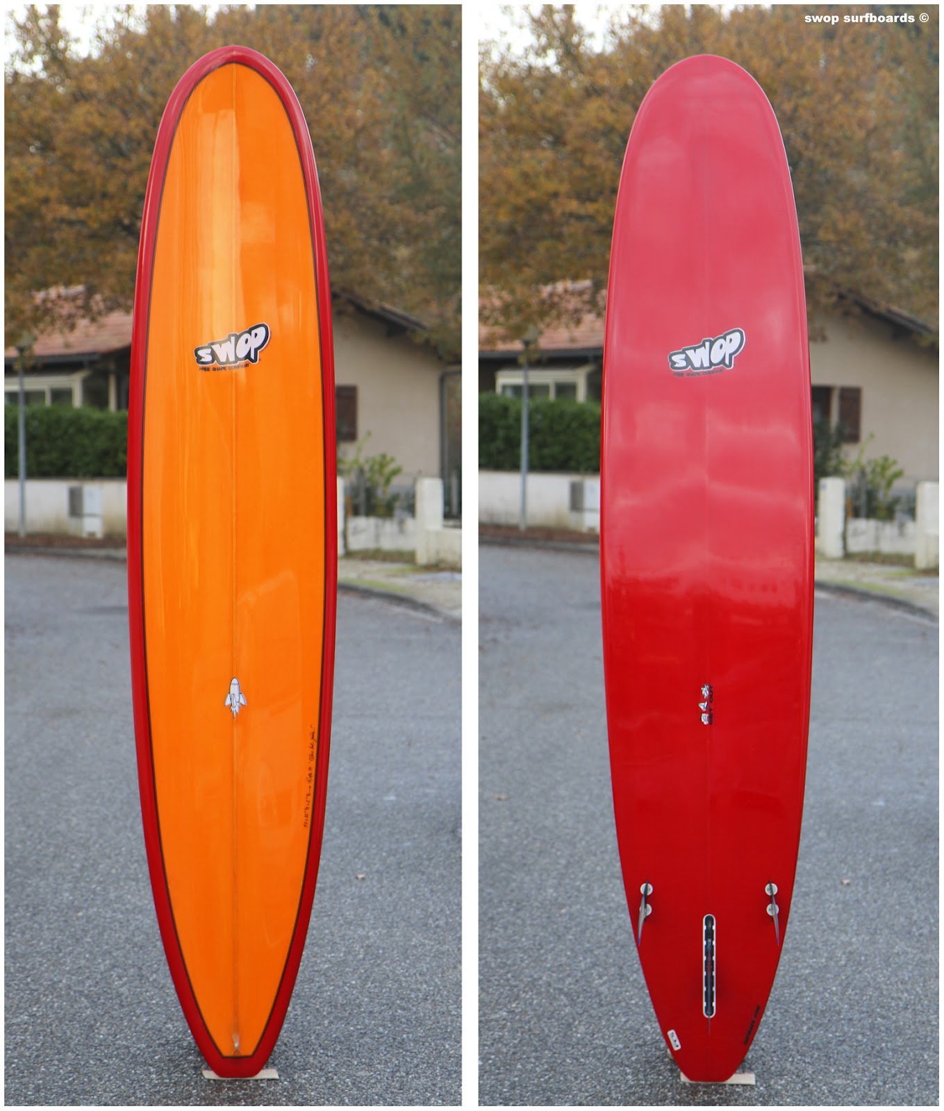 swop surfboards: RED AND ORANGE LONGBOARD