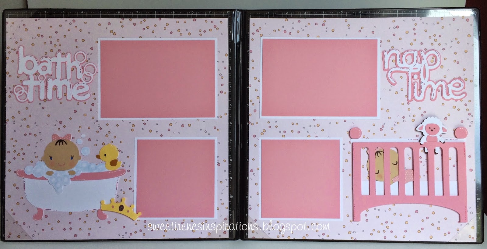 Sweet Irene's Inspirations: Baby Girl Scrapbook Pages Bath and Nap Time