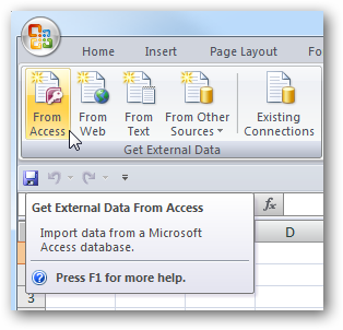 How to import an access database into excel