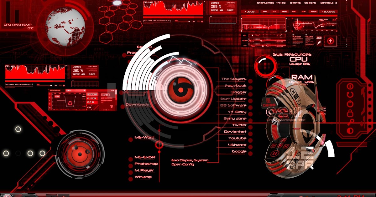 Red Alienware Rainmeter Theme ~ Anoa-Tech Corporate