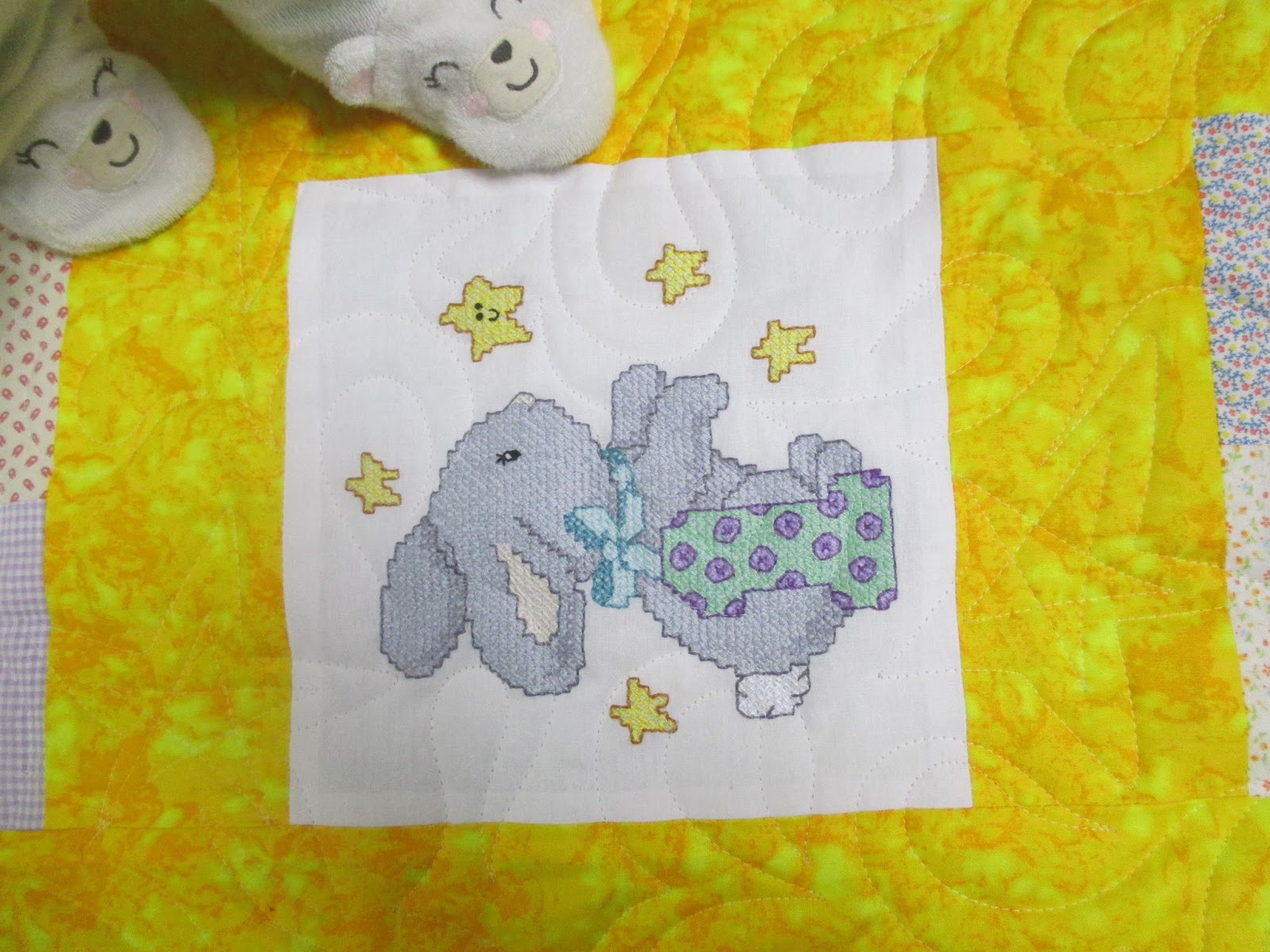 Down To Sew: Embroidered baby quilts--Connie's