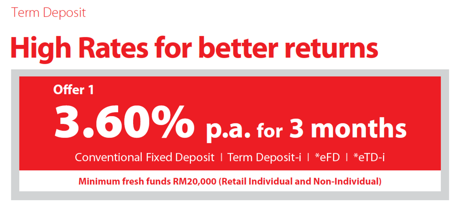 Ambank 3个月定期存款，派息 3.60% p.a.