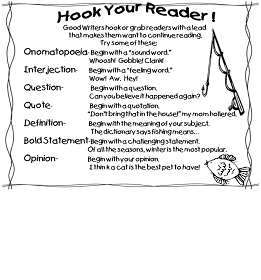 Hooks Writing Activities