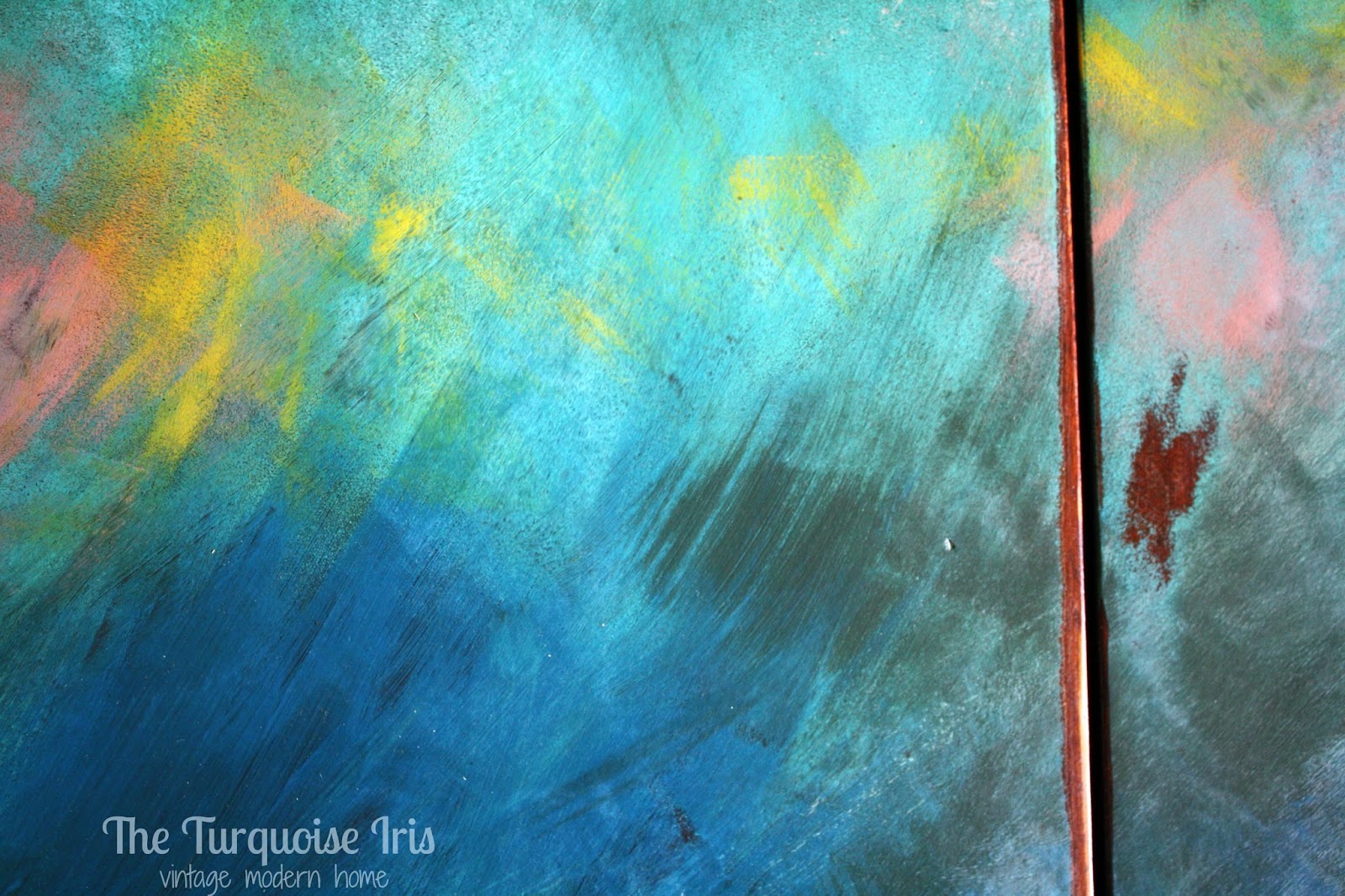 The Turquoise Iris ~ Furniture & Art: Abstract Painted Antique Table