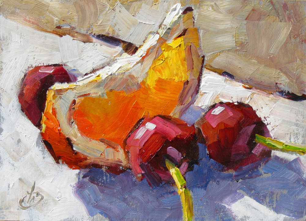 TOM BROWN FINE ART: CHERRIES and ORANGE, $1 SALE, TOM BROWN ...