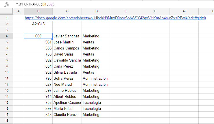 Capacitate Excel: Como utilizar IMPORTRANGE en Google Drive