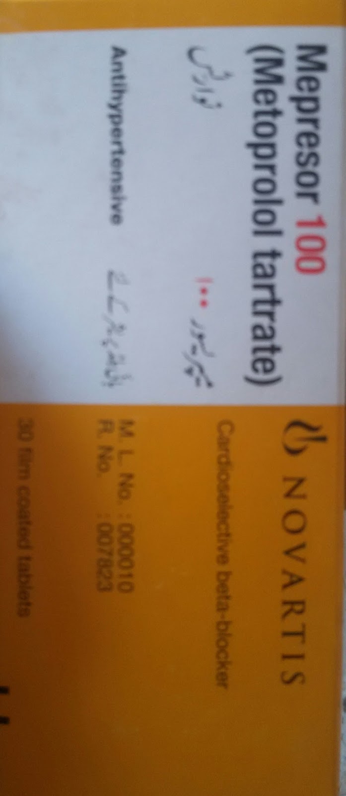 Medicine Guide: Mepressor metoprolol tablets by Novartis