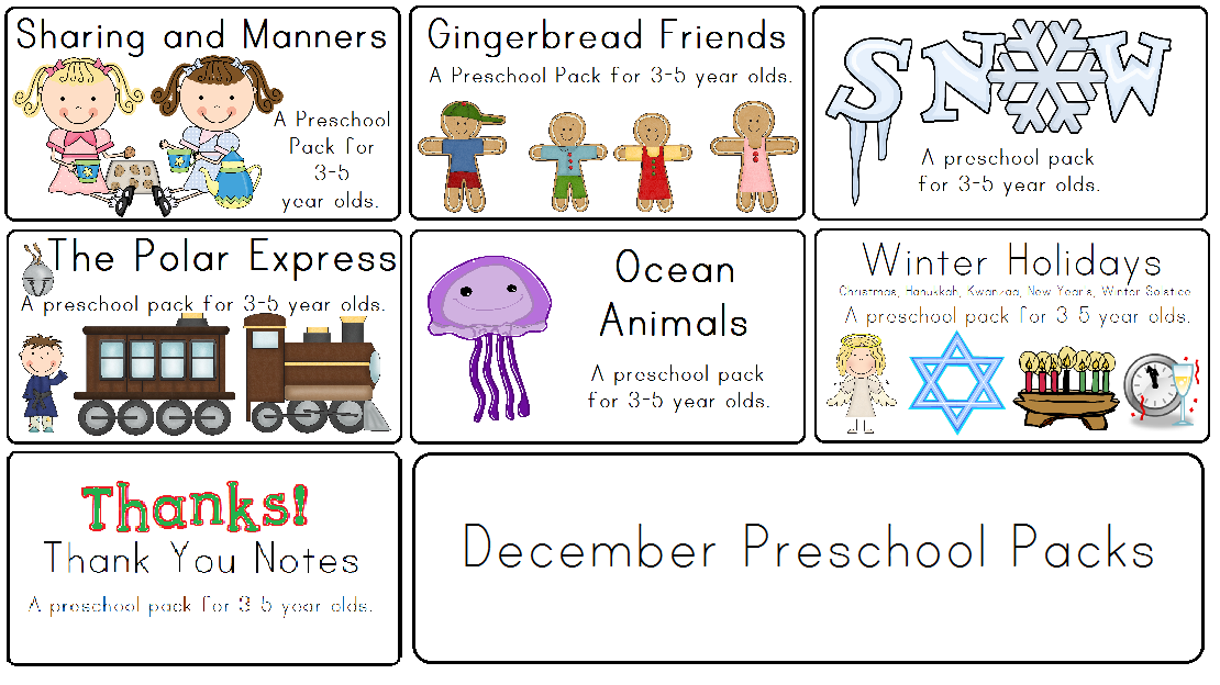 Little Adventures Preschool: December Preschool Packs