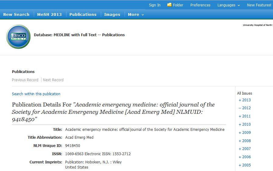 Error accessing Journal Articles from Medline with FullText