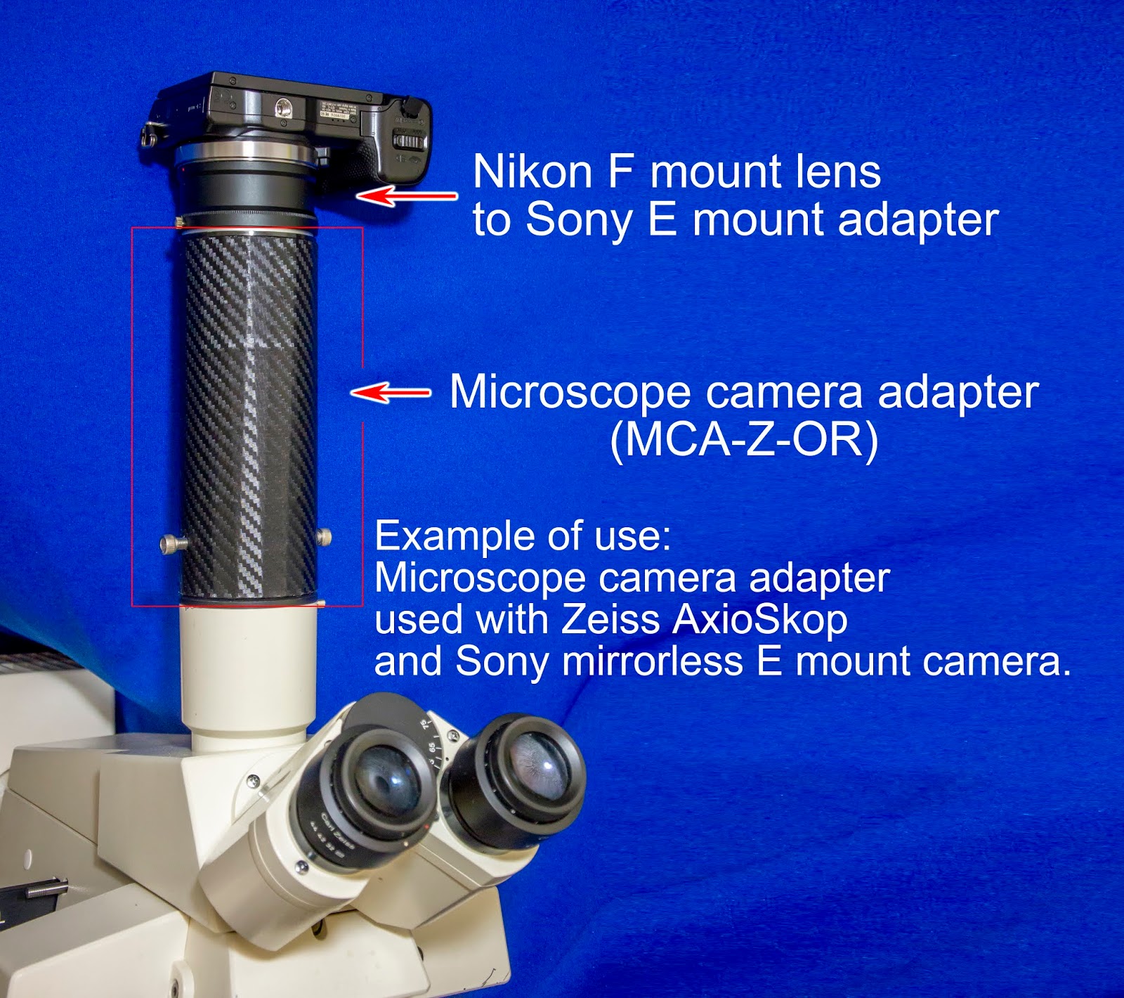 Microscope camera adapter for Zeiss trinocular head.