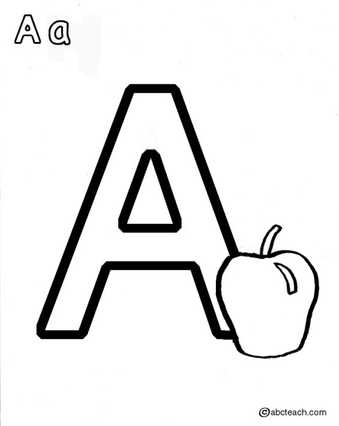 Coloring & Activity Pages: "Aa" Apple Coloring Page