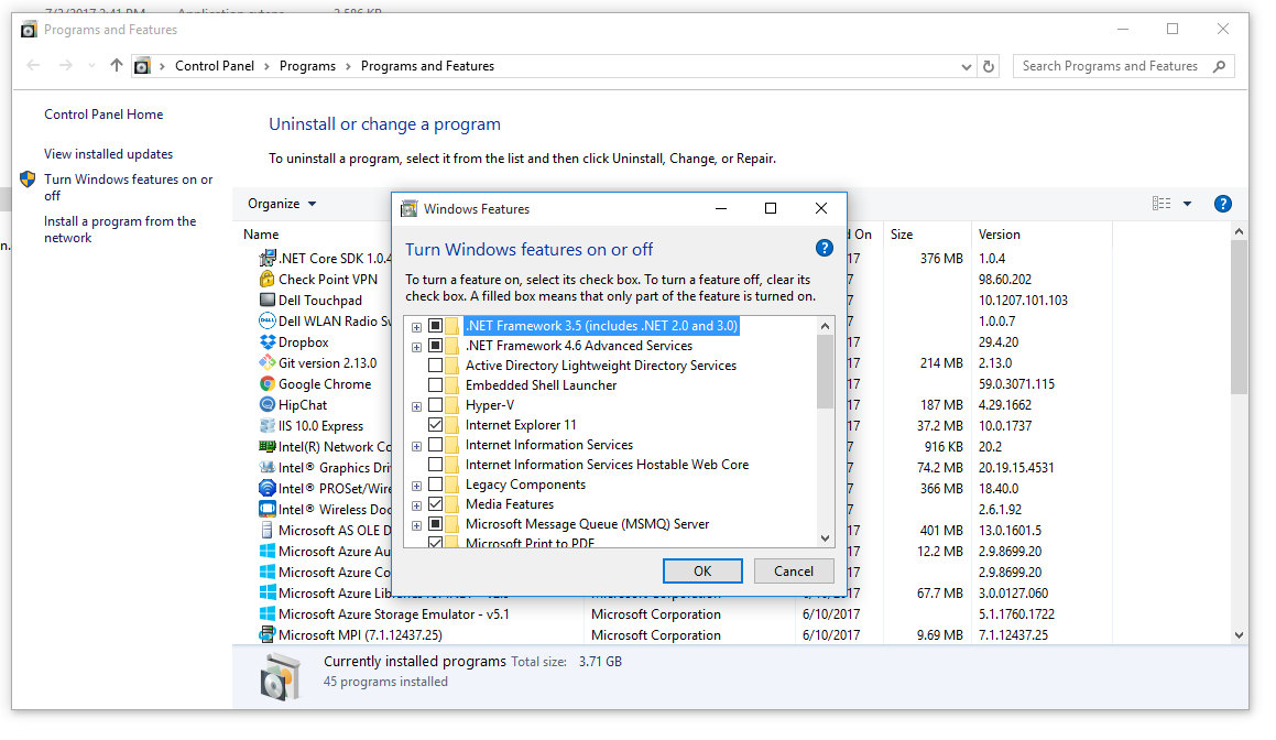 VS 2017 + SpecFlow + Random error + Windows10 + .Net Framework 2.0 and 3.0