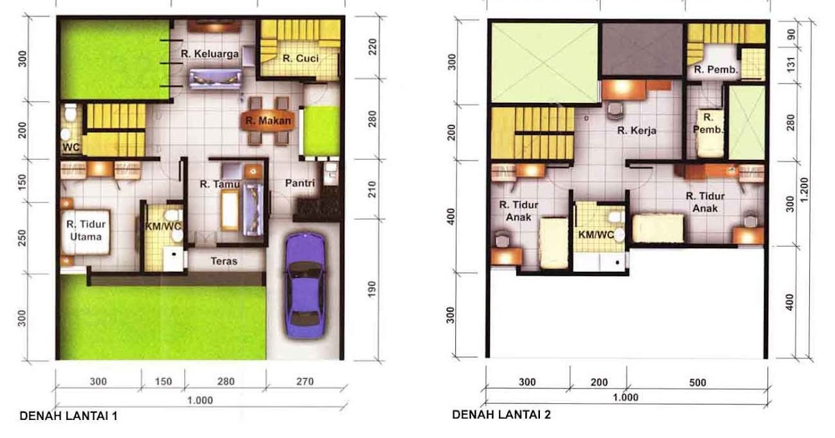 23 Konsep Top Denah Rumah 2 Lantai Tanah 10 X 10