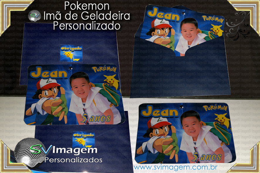 Imã de geladeira personalizado no tema Pokémon