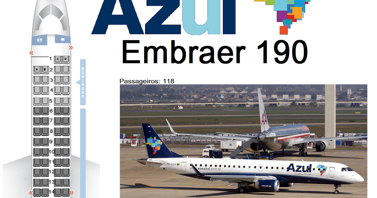 Mapa de Assentos: Azul linhas Aéreas Brasileiras Embraer 190