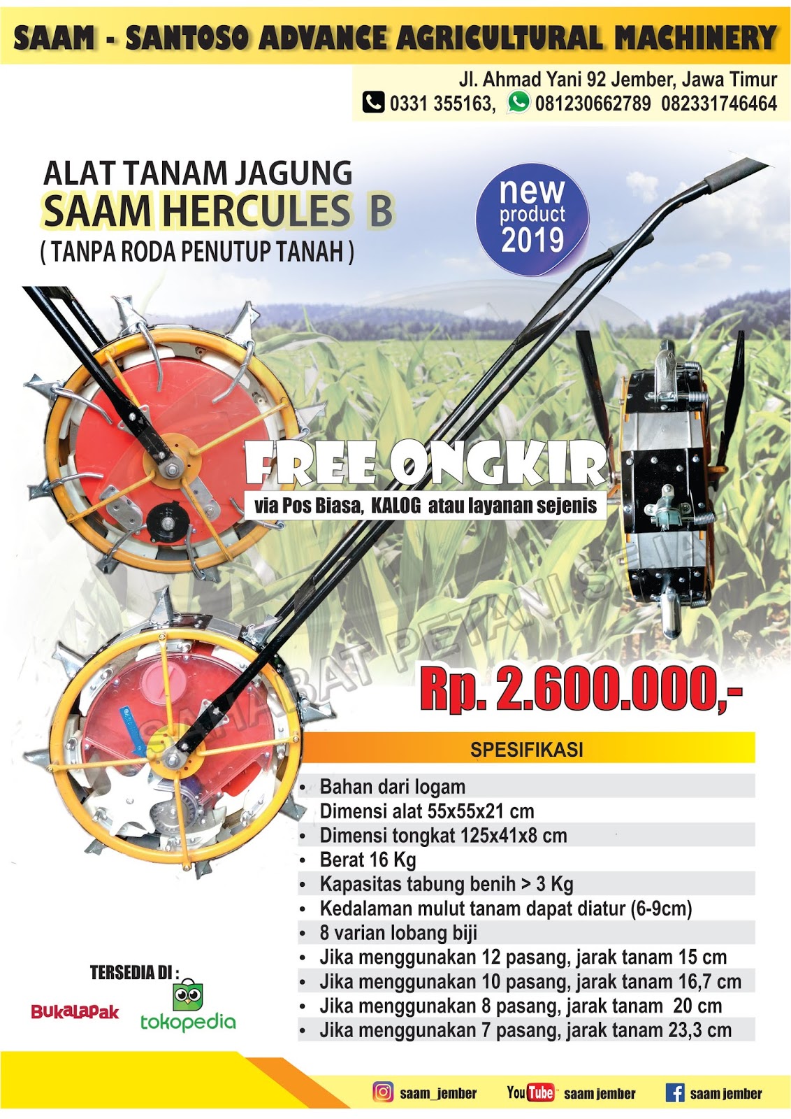 ALAT TANAM JAGUNG DORONG DARI BESI ( TANPA RODA BELAKANG PENUTUP TANAH ...