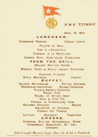 EBL: Titanic Recipes: The passengers and crew ate well just before the ...