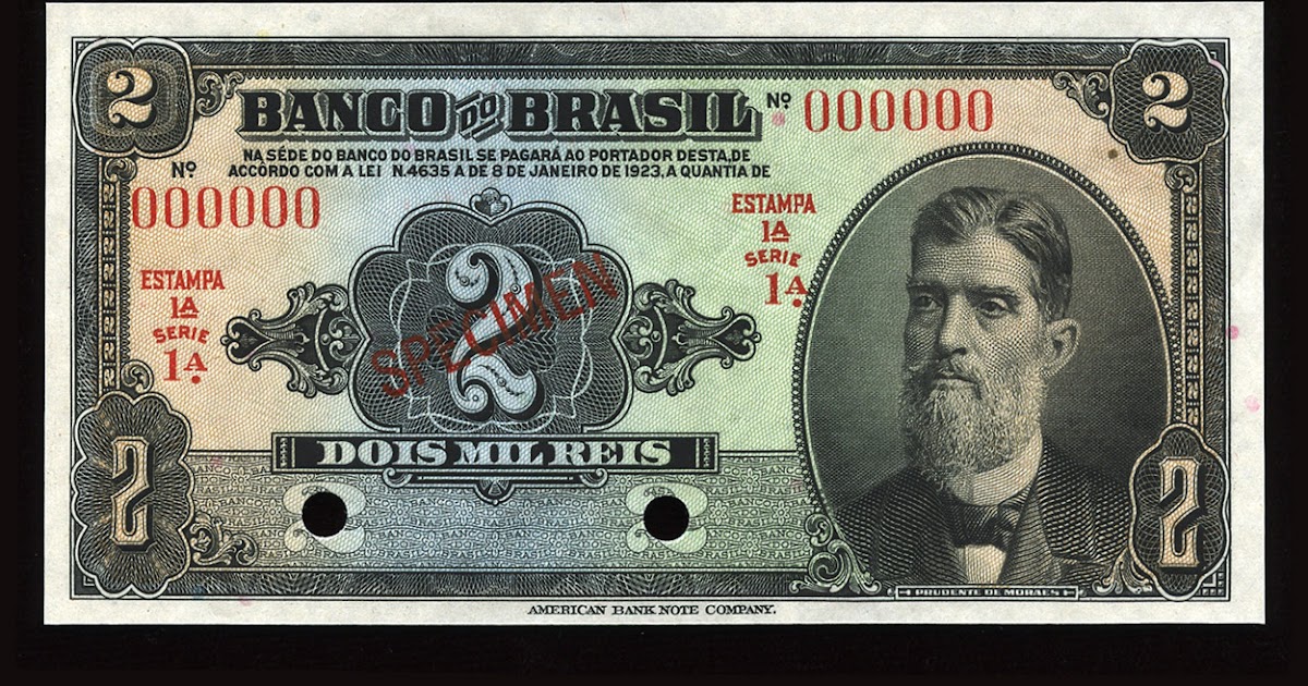 Brazil bank notes 2 Mil Reis banknote of 1923 Prudente de Morais|World ...