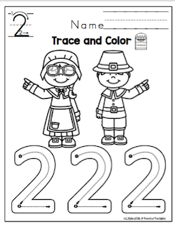 Thanksgiving Theme Number Practice 1-10 "No Prep" ~ Preschool Printables