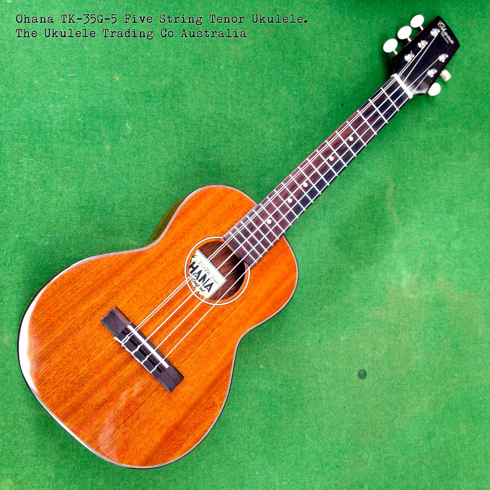 Ohana TK-35G-5 Five String Tenor ukulele ALL Solid Mahogany wood |The ...