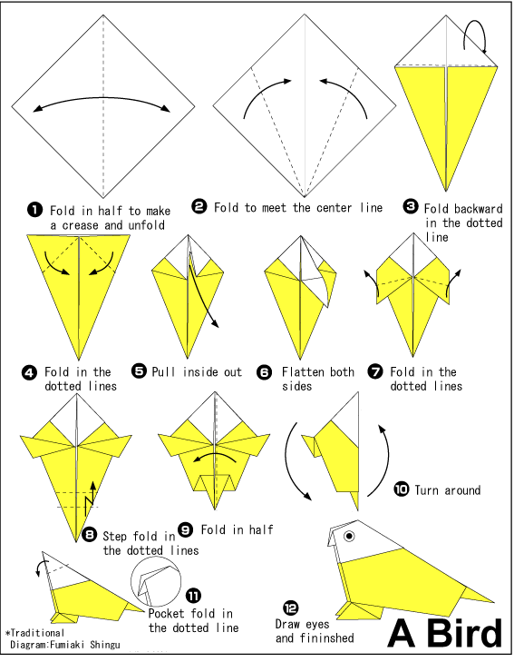 Bird - Easy Origami instructions For Kids