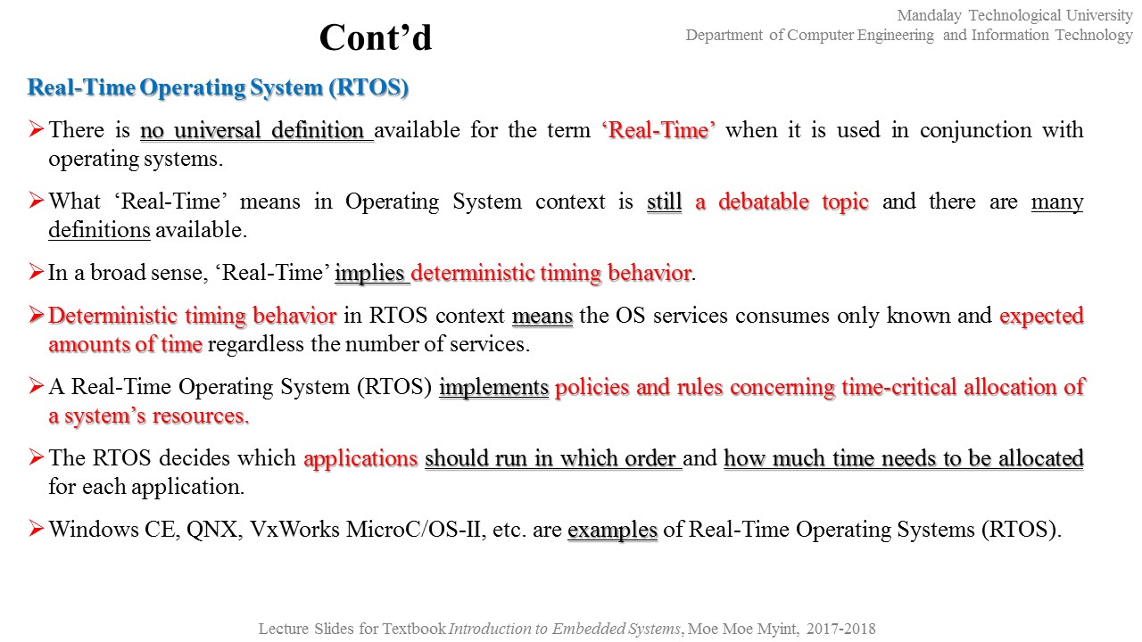 Dr Moe Moe Myint: Embedded System II (2nd portion) Chapter 10-Real Time ...