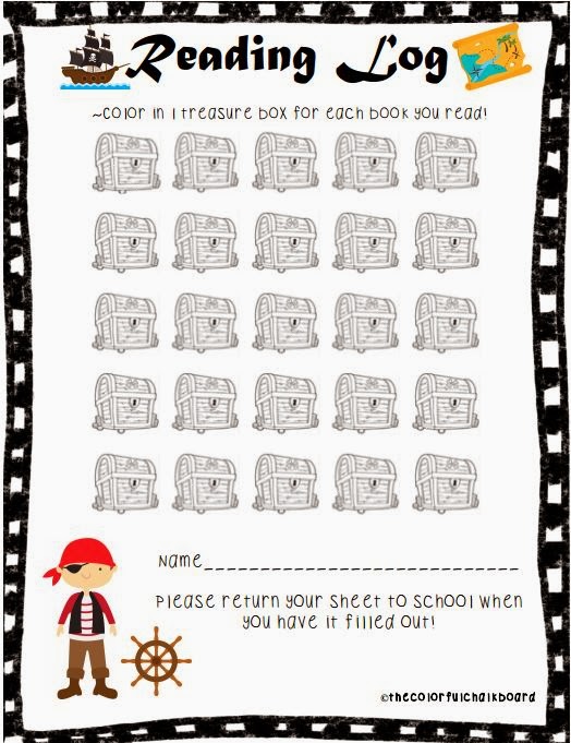 The Colorful Chalkboard: ~Pirate Reading Log