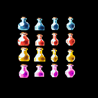 Pixelart001: Rpg Potions icons 64x64px #aseprite