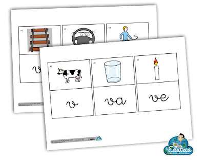 RECURSOS INFANTIL | Tarjetas silábicas: Letra V ~ La Eduteca