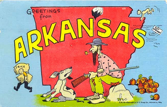 POSTCARDY: the postcard explorer: Map: Arkansas Comic