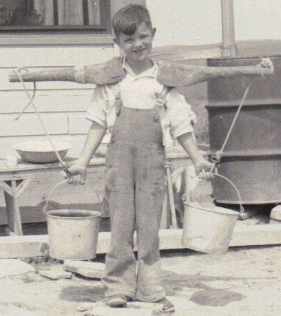Grandma Slump: 1934 Photo - Boy With A Milk Bucket Yoke