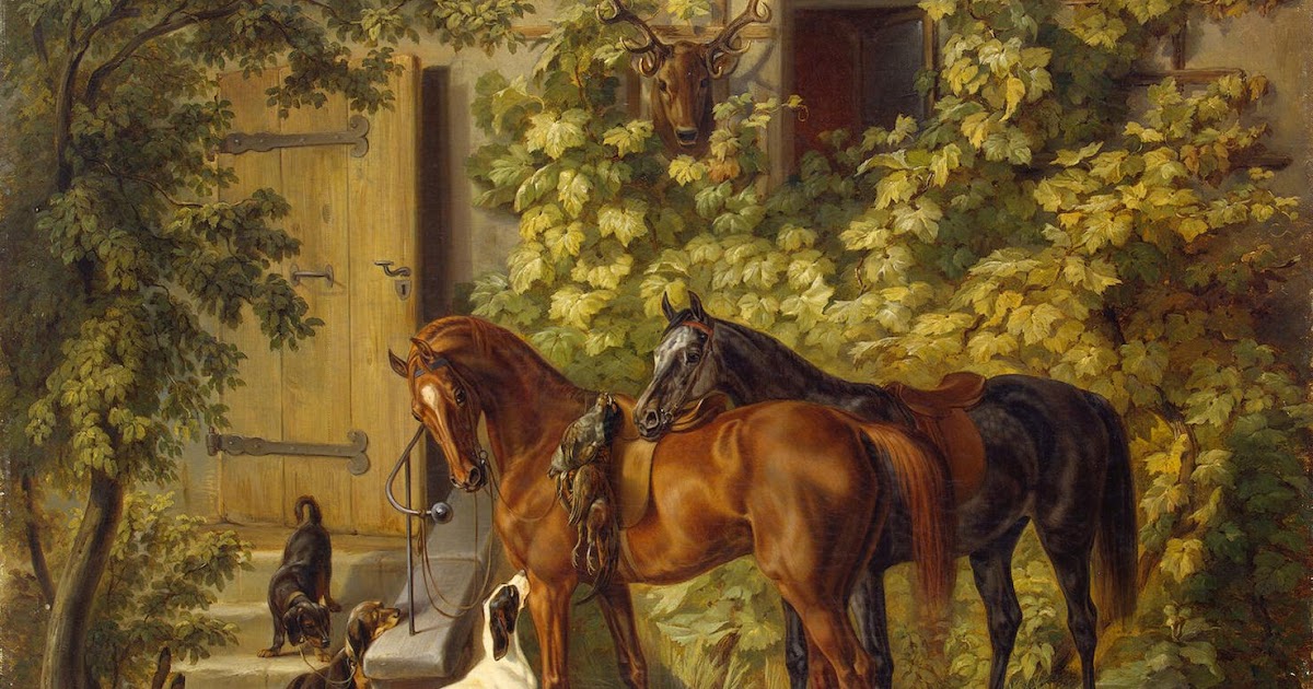 Horses at the Porch - Albrecht Adam | Endless Paintings