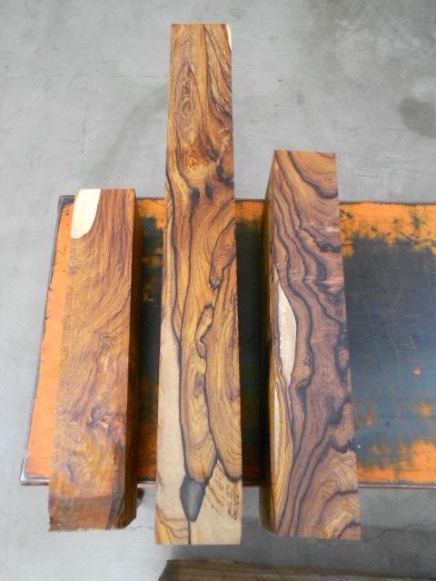 Tropical Exotic Hardwoods: Three Highly Figured Cocobolo Billets!