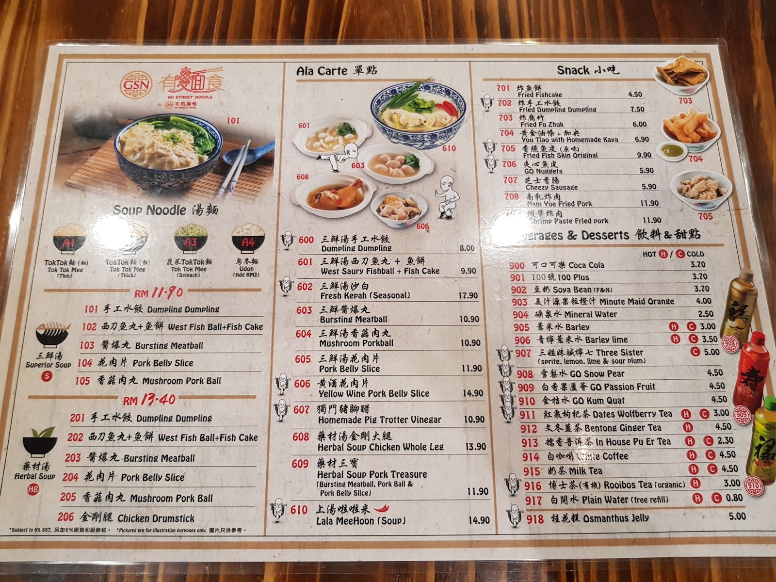Noodles Menu