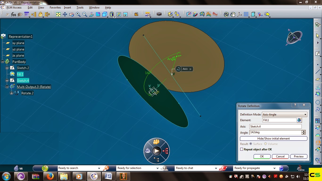 How to create a Rotate Surface in CATIA | CADDSKILLS