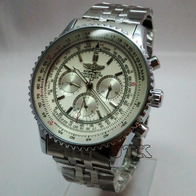 JAM TANGAN BREITLING NAVITIMER HERCULES CHRONO WHITE STAINLESS Rp 230.000