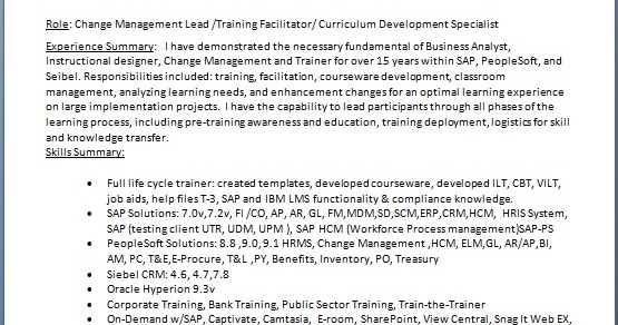 Curriculum Development Specialist Sample Resume Format in Word Free ...