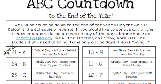 Mrs. Crofts' Classroom: ABC Countdown to the End of the Year!