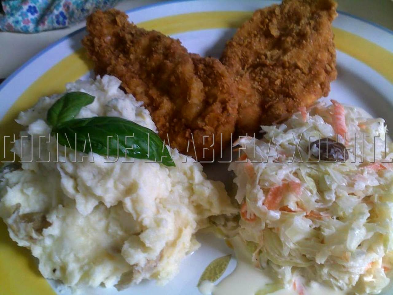 cocina de la abuela Xochitl: POLLO Y ENSALADA DE REPOLLO TIPO "KFC"